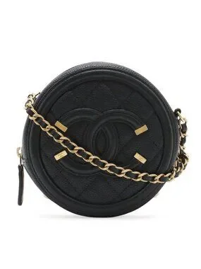 CHANEL | Bags | Chanel Cc Filigree Cc Logo Round Chain Shoulder Bag ...